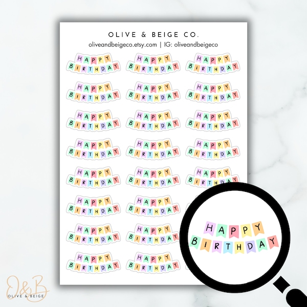 Sticker Sheet Happy Birthday - Etsy