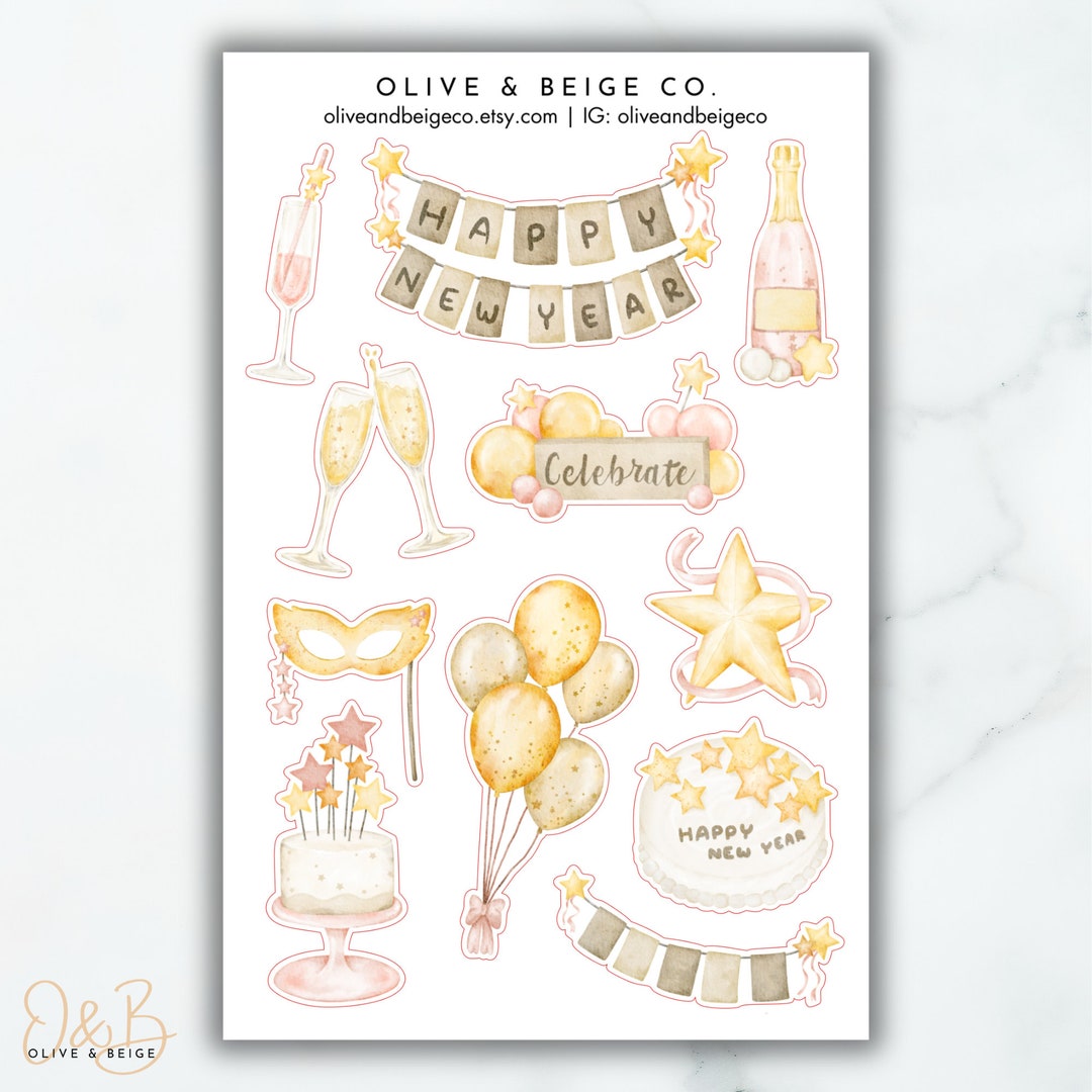 Happy New Year Stickers | Celebration Theme Stickers | Decorative New ...
