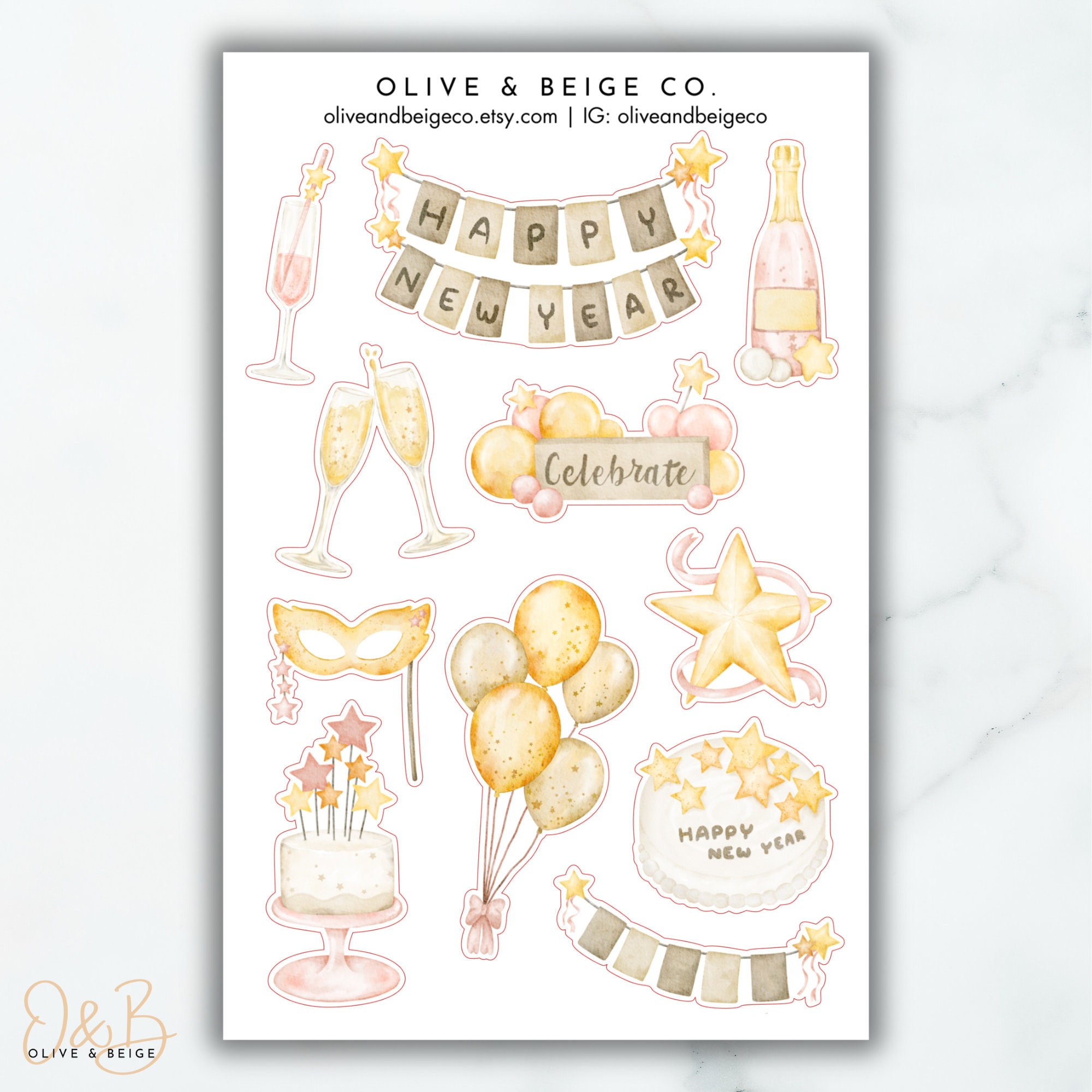 Happy New Year Stickers Celebration Theme Stickers Decorative New Years ...