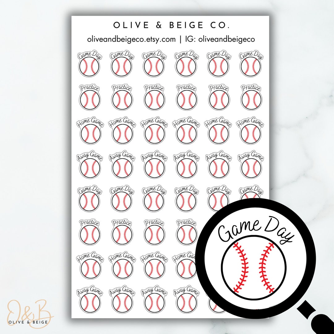 Baseball Icon Sticker Sheet | Planner Script Stickers | Functional ...