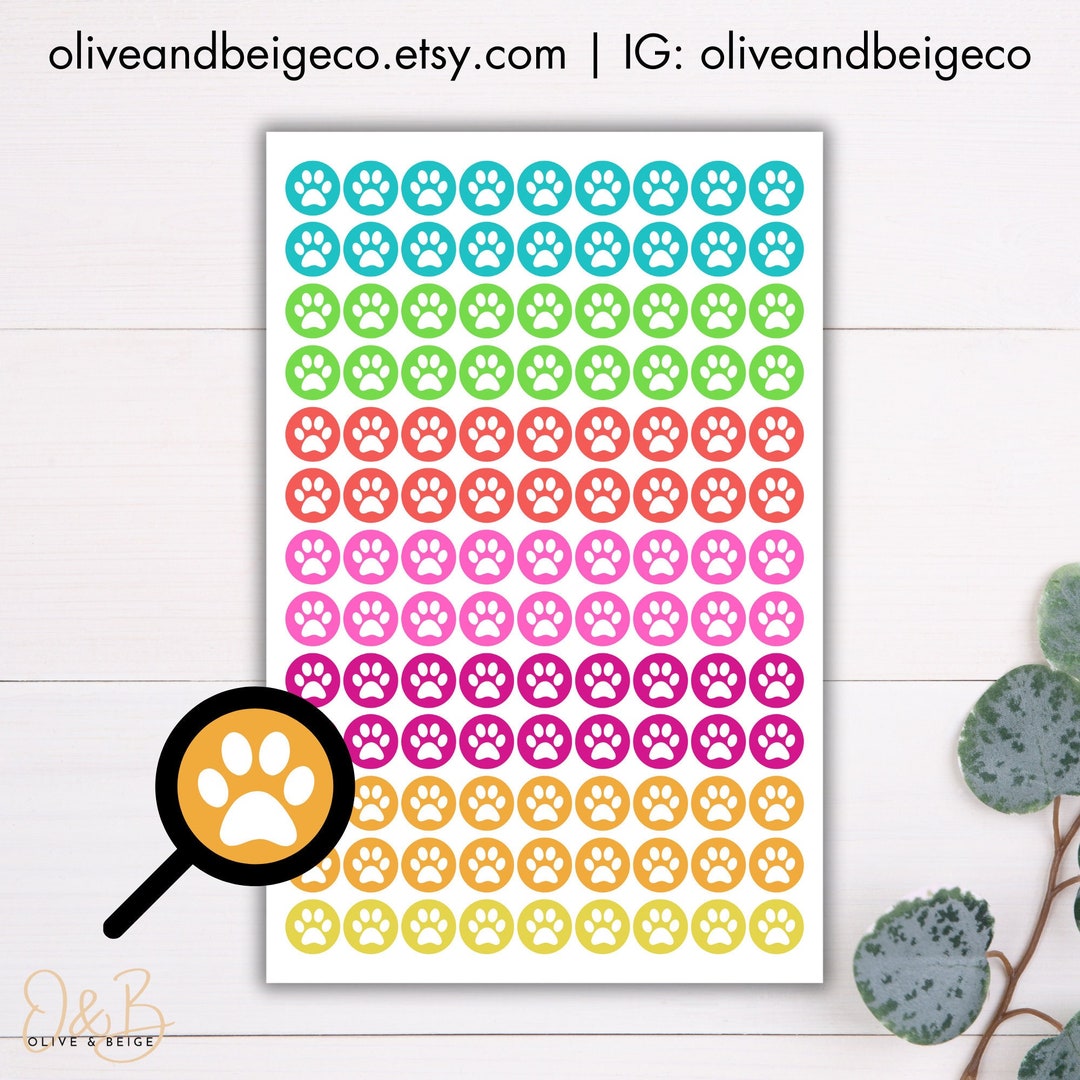 Paw Print Stickers Tiny | Dog Walking Reminder Dots | Animal Paw ...