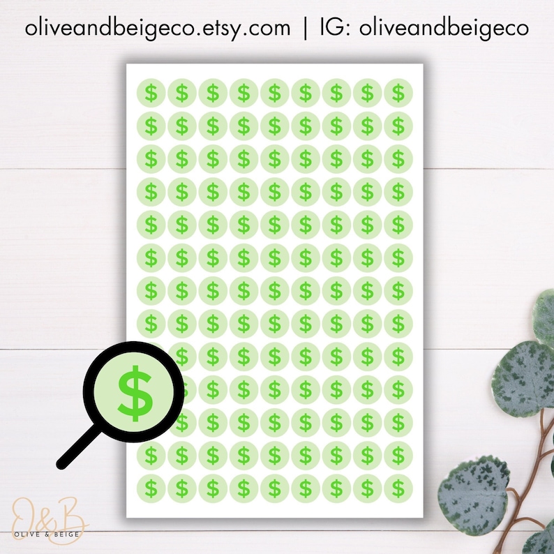 Tiny Dollar Sign Stickers | Mini Money Stickers | Cash Planner Stickers ...
