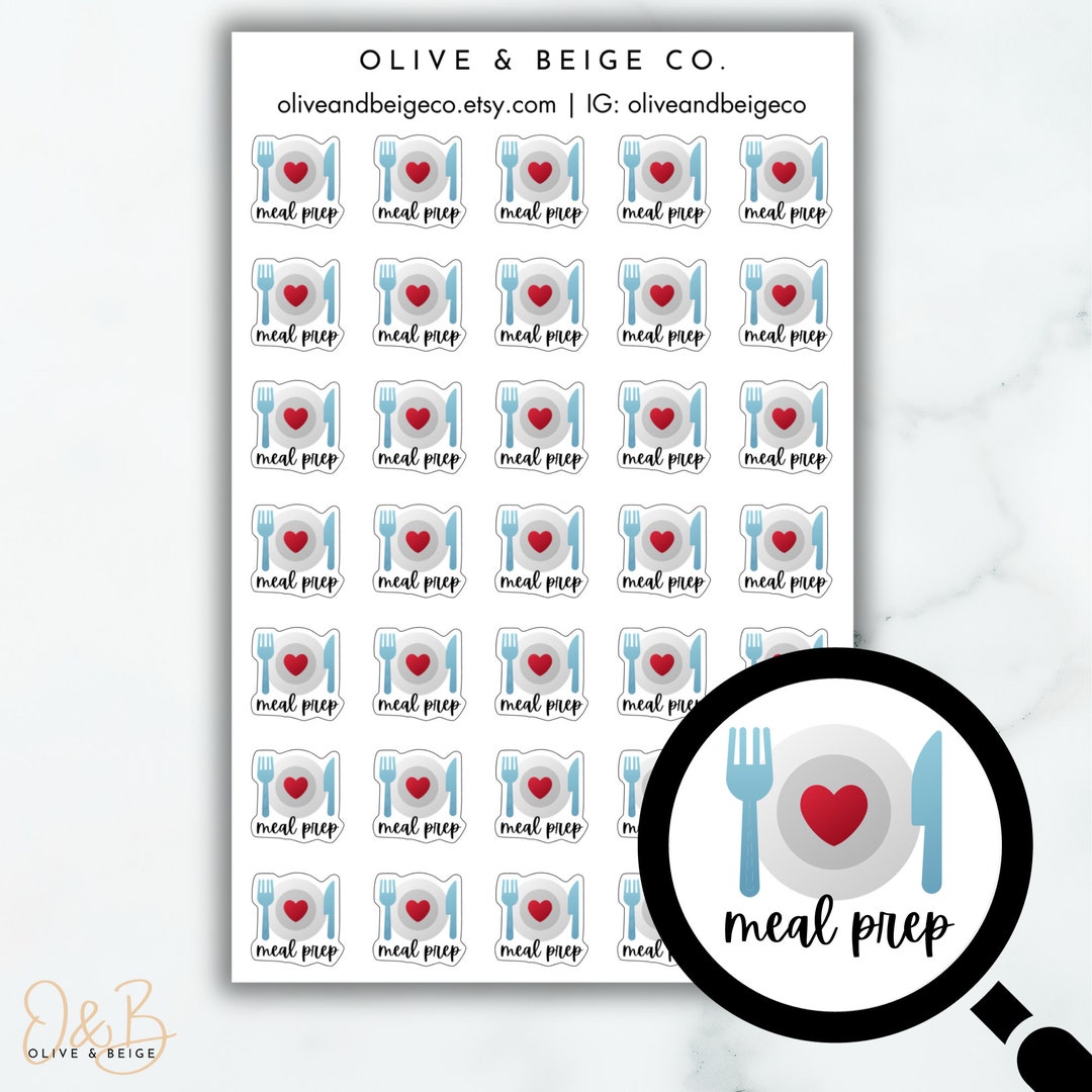 Meal Prep Planner Stickers | Meal Planning Icon Stickers | Mini Script ...