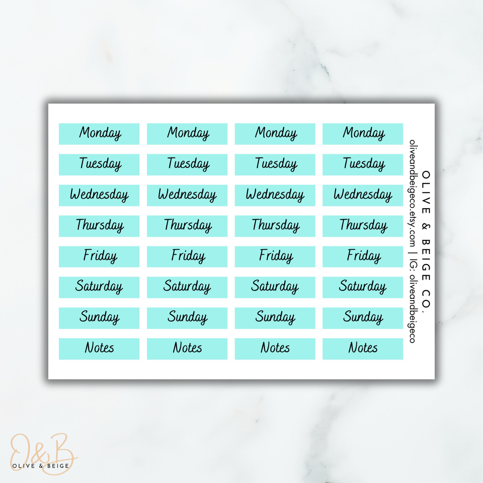Days of the Week Planner Stickers Calendar Planner Stickers - Etsy