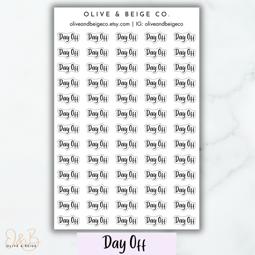 Day off Planner Stickers | Day off Script Stickers | Black Font Planner ...