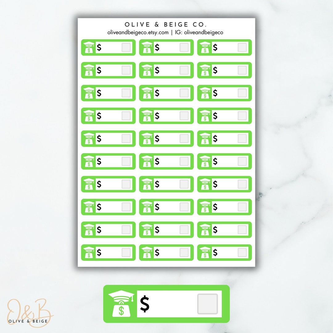College Savings Tracker Stickers | Money Tracking Debt Stickers | Cash ...
