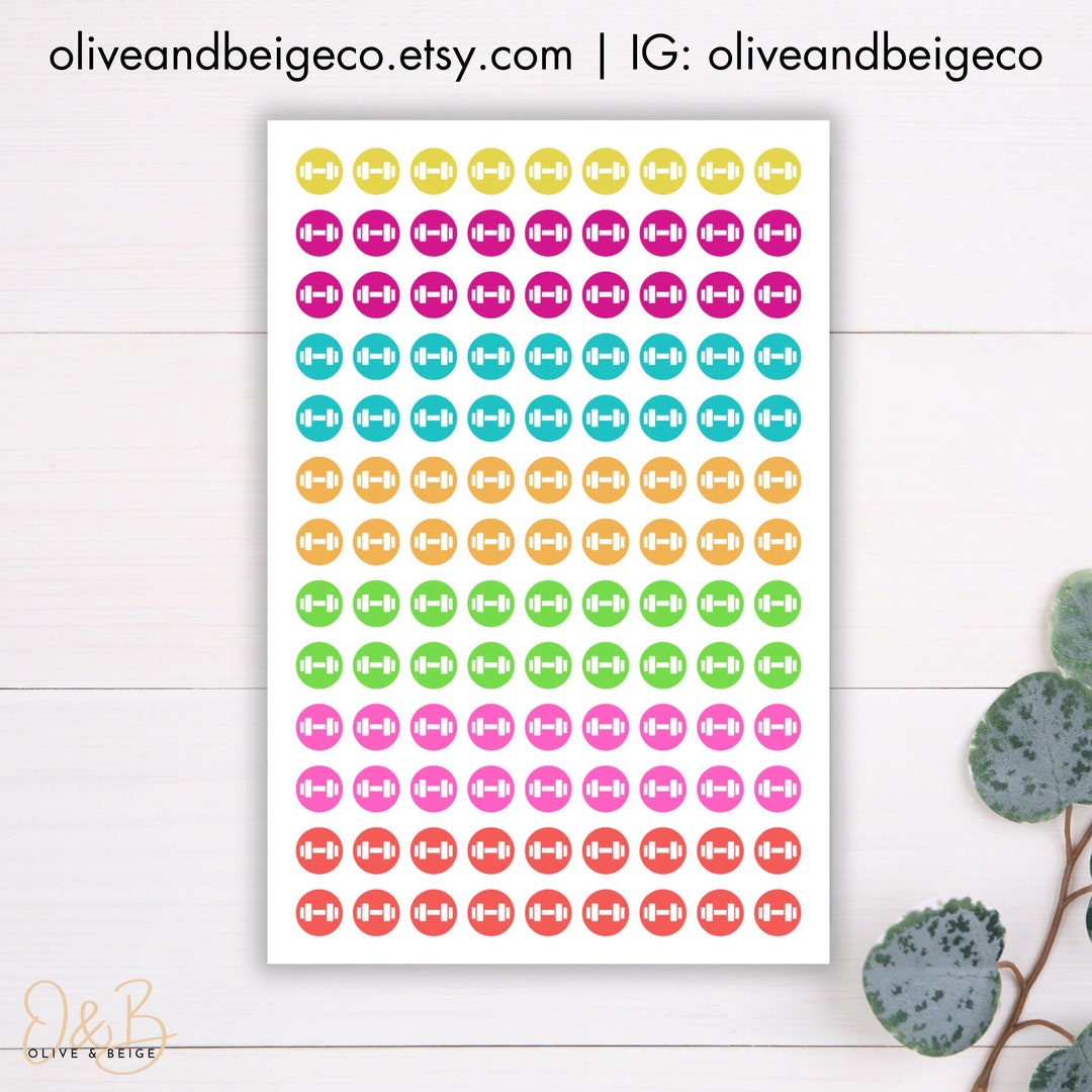 Tiny Workout Dot Planner Stickers Mini Dumbbell Planner - Etsy