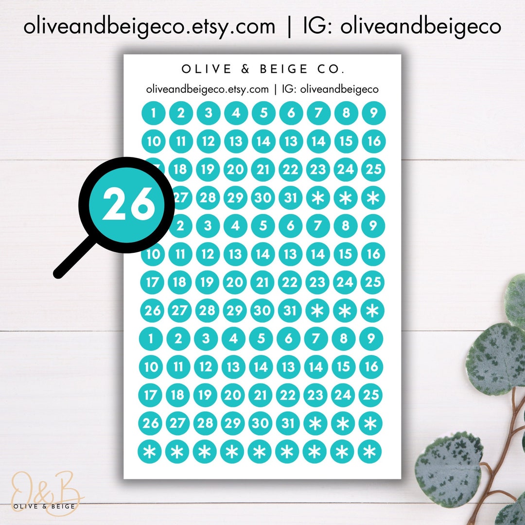 Date Dot Cover Planner Stickers | Tiny Date Dots | 3 Month Planner Icon ...