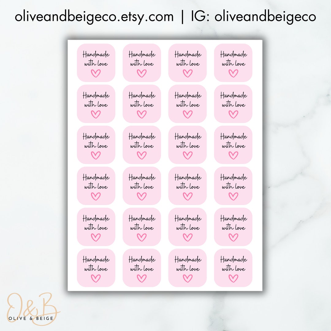 Handmade With Love Sticker Labels Packaging Stickers Envelope Stickers ...