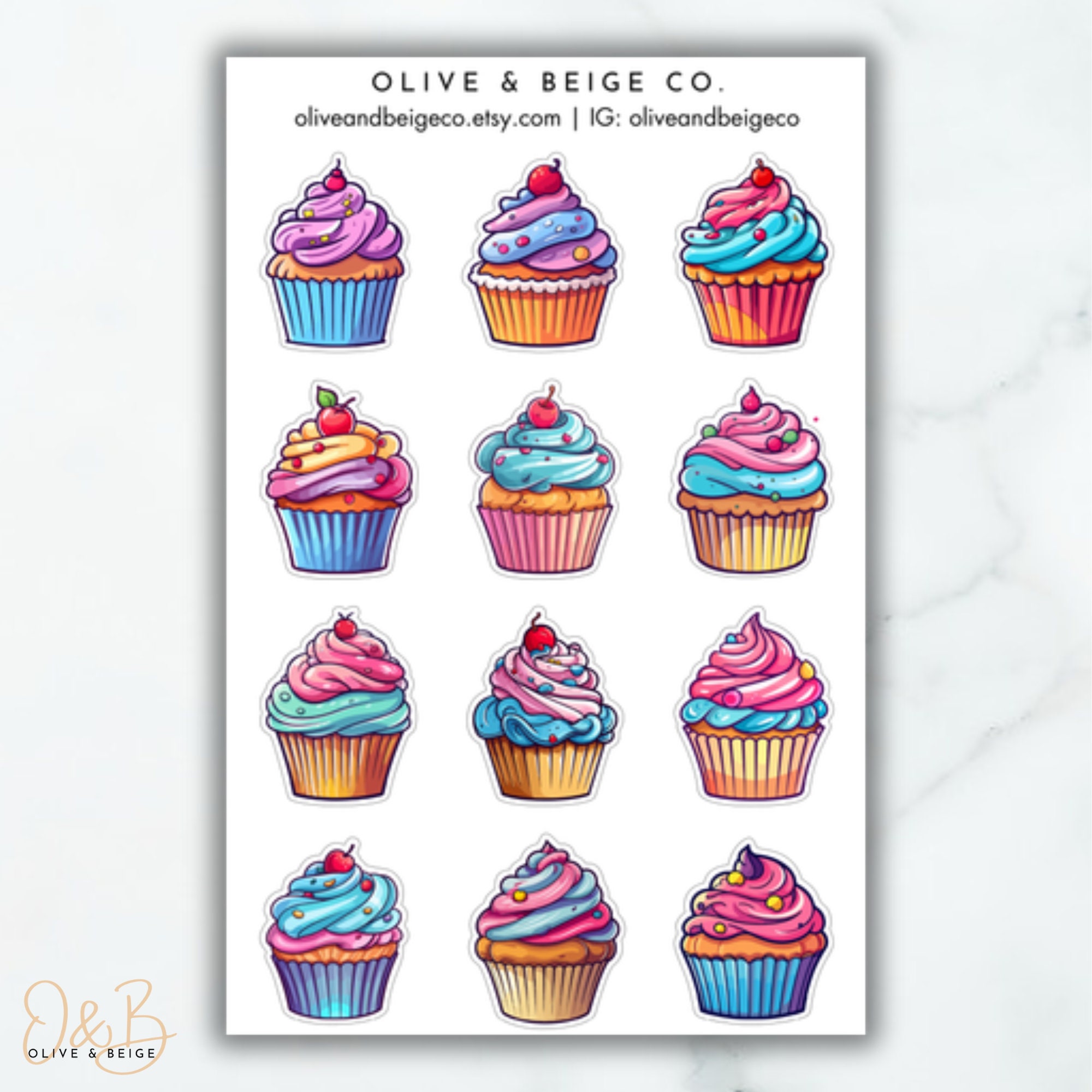 Cartoon Cupcake Stickers Birthday Day Celebration Stickers Dessert ...