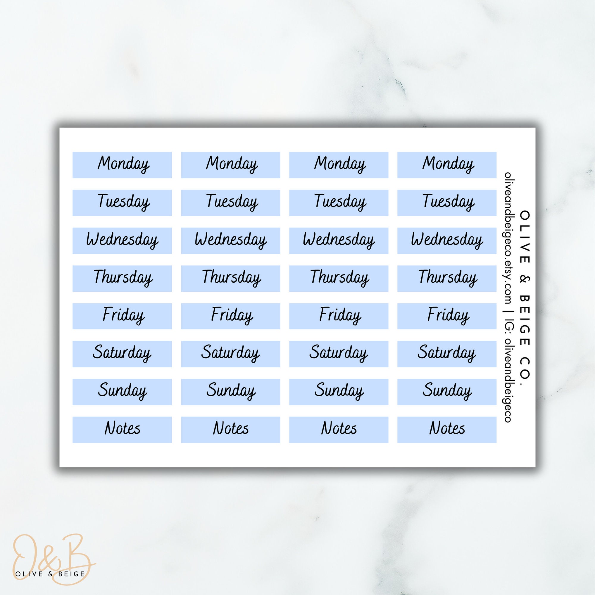 Days of the Week Planner Stickers Calendar Planner Stickers - Etsy
