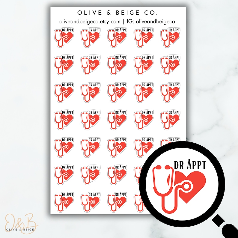 Doctor Appointment Planner Stickers Dr. Appt Icon Stickers Heart Health ...