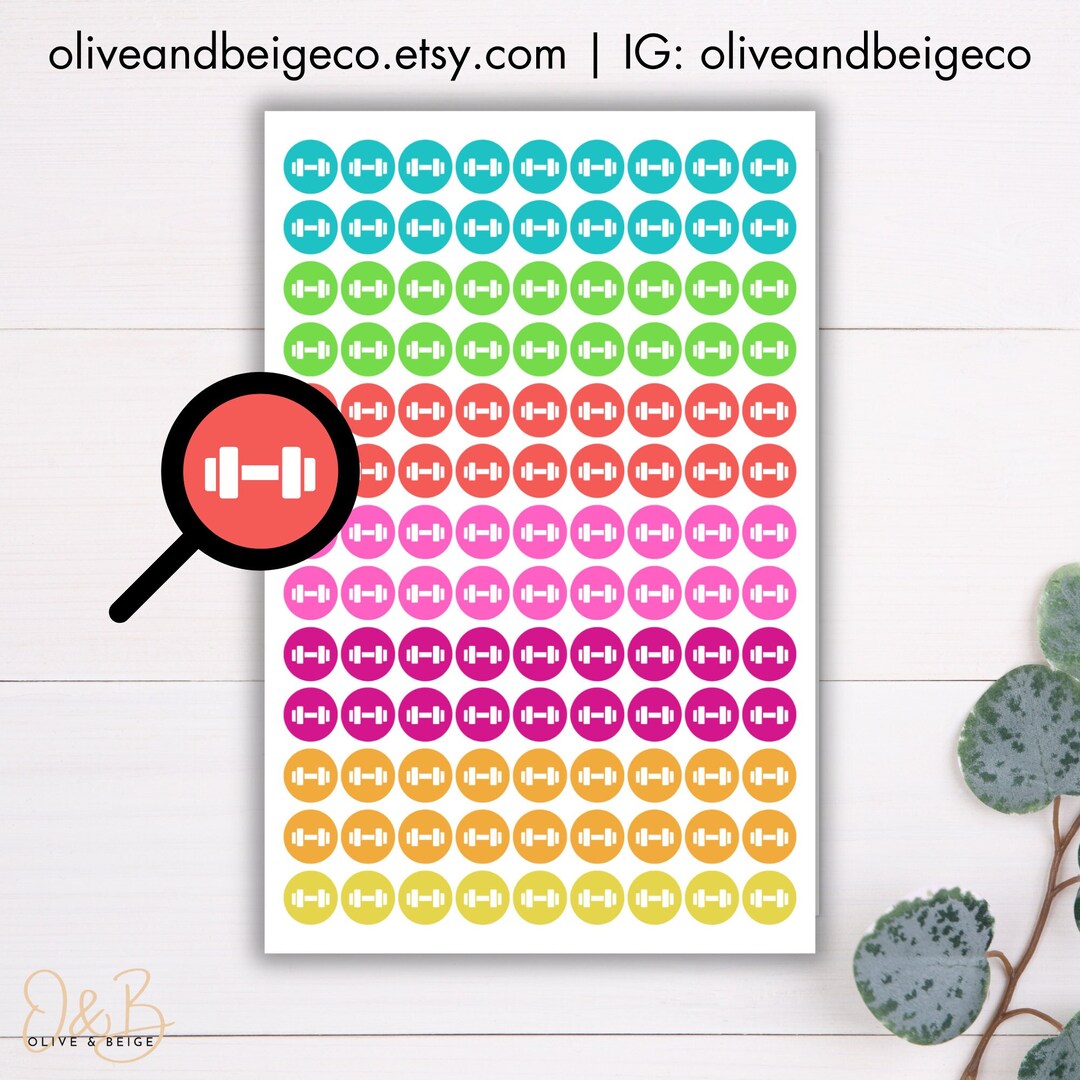 Tiny Workout Dot Planner Stickers | Mini Dumbbell Planner Stickers ...