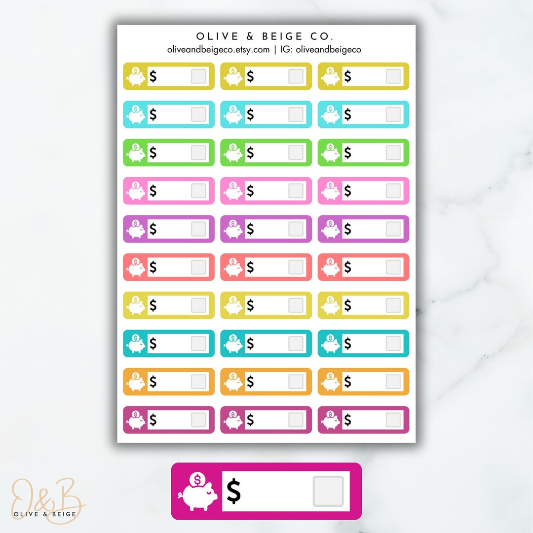 Piggy Bank Savings Tracker Stickers | Money Tracking Debt Stickers ...