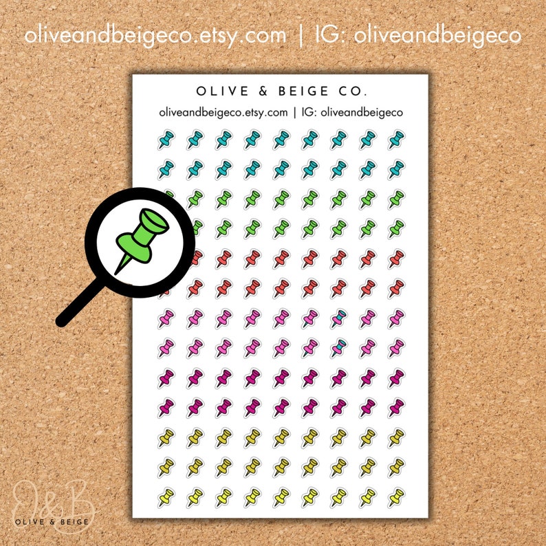 Pushpin Stickers Tiny Tack Stickers Mini Colorful Planner - Etsy