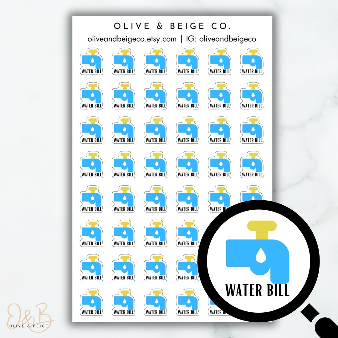 Water Bill Script Stickers | Faucet Icon Stickers | Colorful Sticker ...