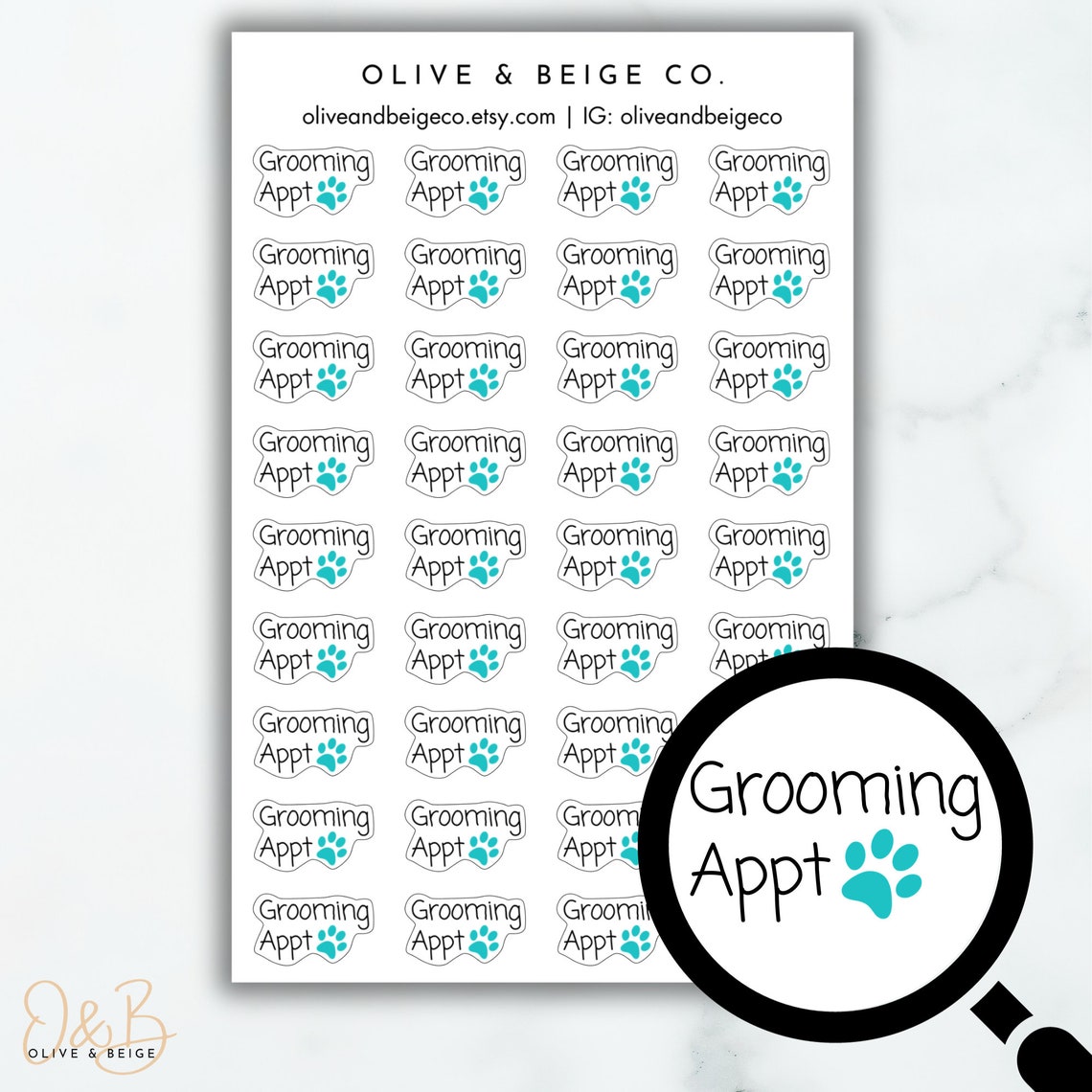 Dog Grooming Appointment Stickers | Paw Print Icon Reminder Stickers ...