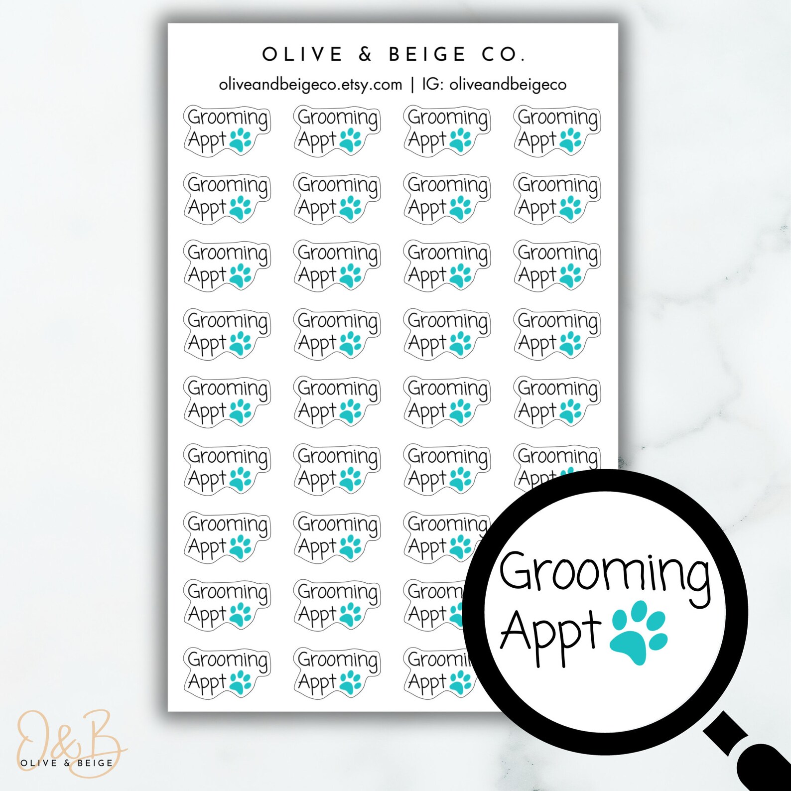Dog Grooming Appointment Stickers | Paw Print Icon Reminder Stickers ...