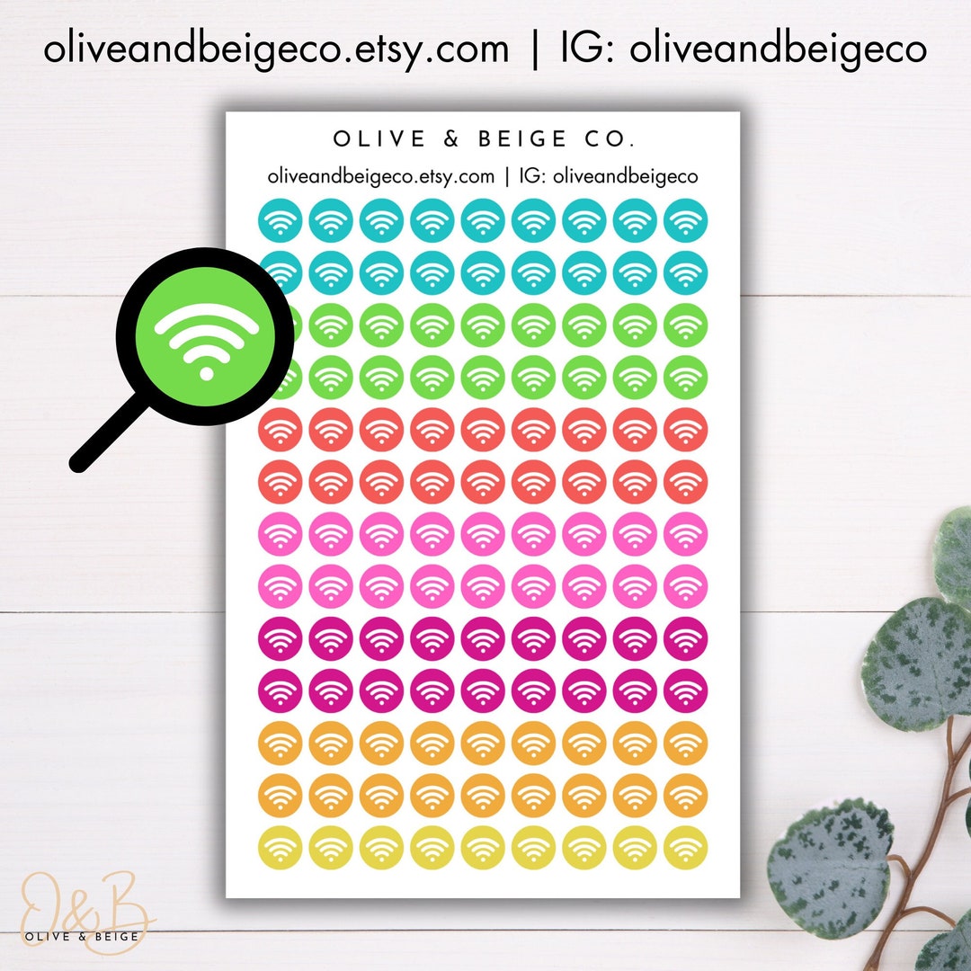 Internet Symbol Stickers Tiny | Pay Bill Reminder Dots | Mini Wifi Logo ...