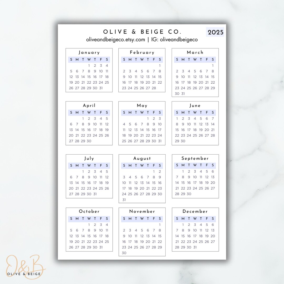2025 Monthly Calendar Stickers | at A Glance Monthly Planner Stickers ...