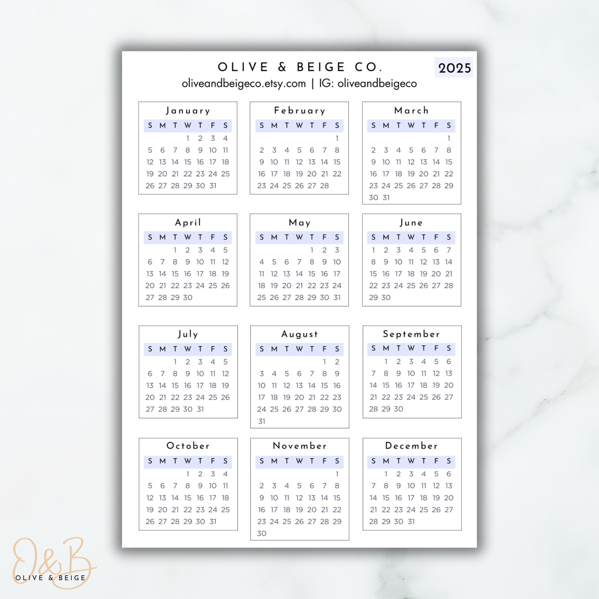 2025 Monthly Calendar Stickers | at A Glance Monthly Planner Stickers ...