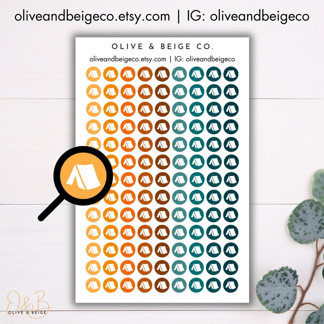 Camping Symbol Stickers Tiny | Mini Tent Dots | Reminder Icon Stickers ...
