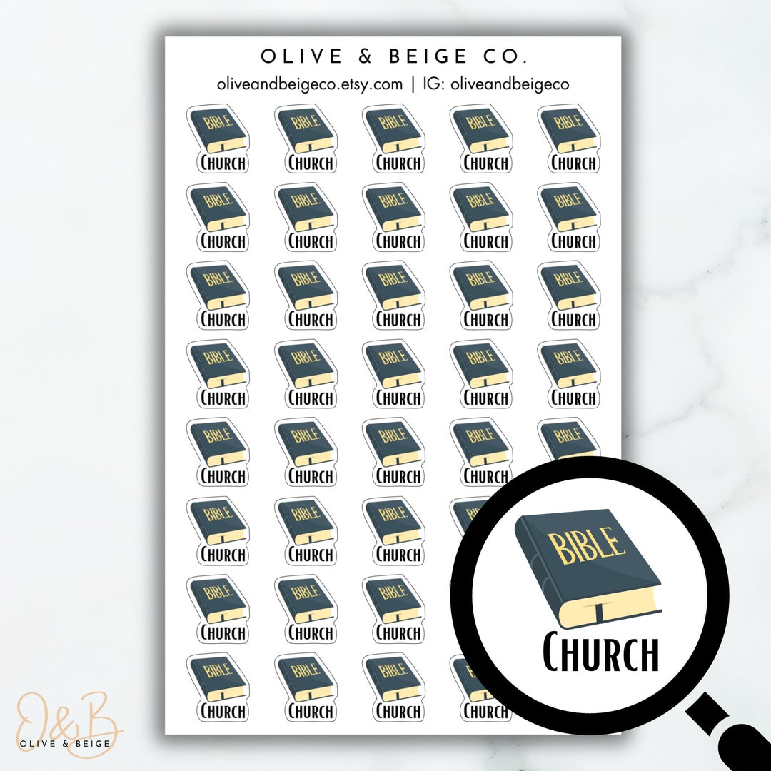 Church Script Stickers | Bible Icon Stickers | Colorful Sticker Sheet ...