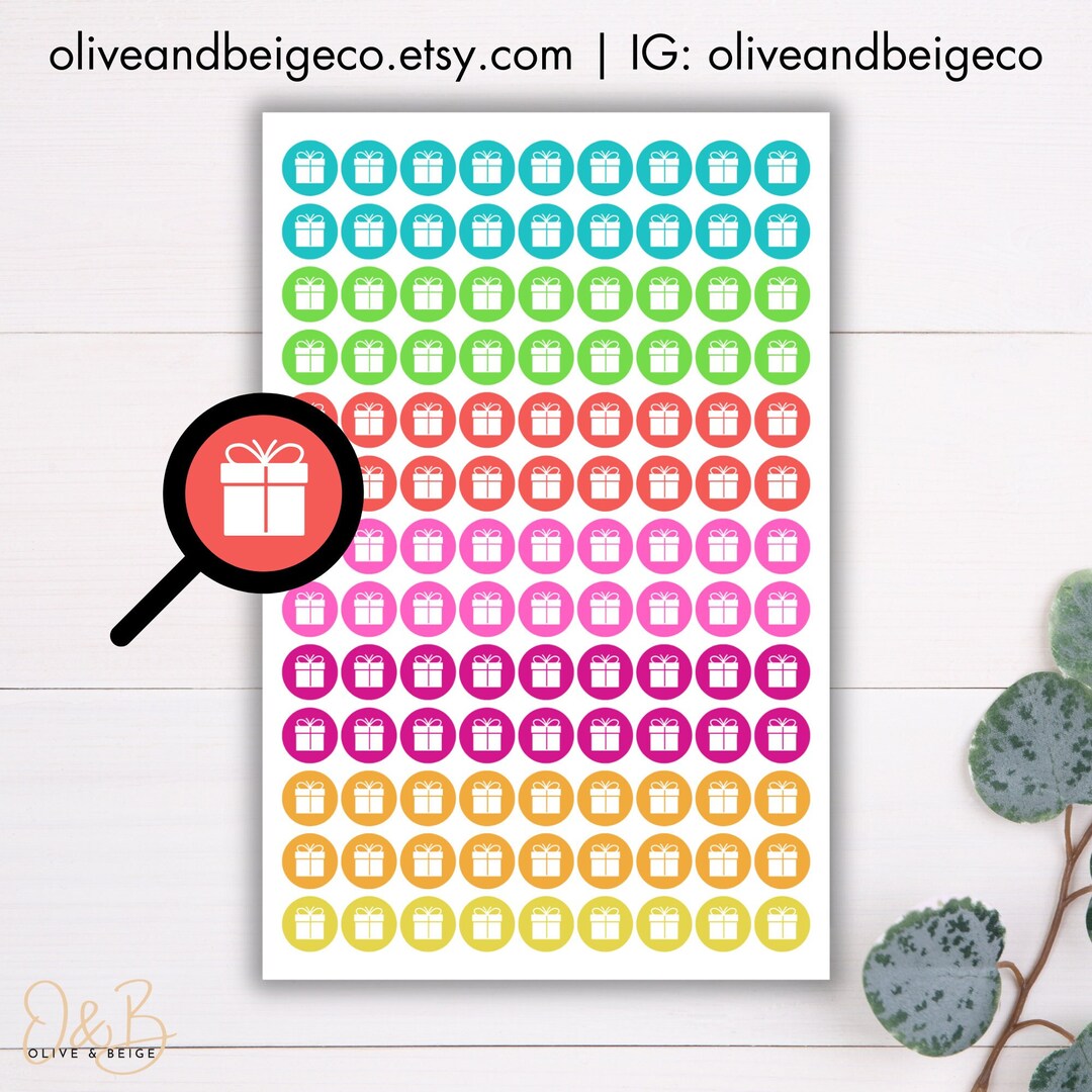 Present Symbol Stickers Tiny | Mini Birthday Gift Dots | Birthday Party ...