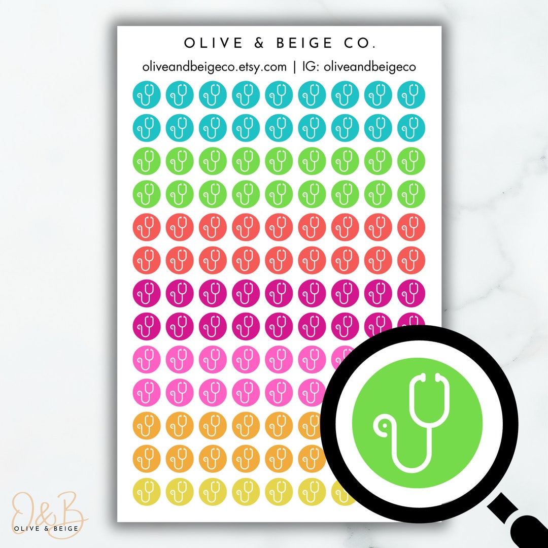 Stethoscope Dot Planner Stickers | Tiny Doctor Visit Planner Stickers ...