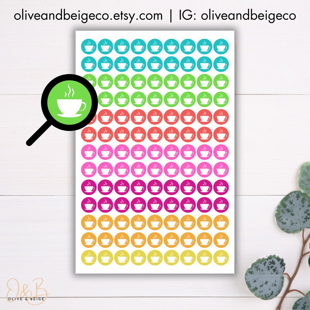Coffee Cup Symbol Stickers Tiny | Mini Tea Cup Dots | Drink Icon ...