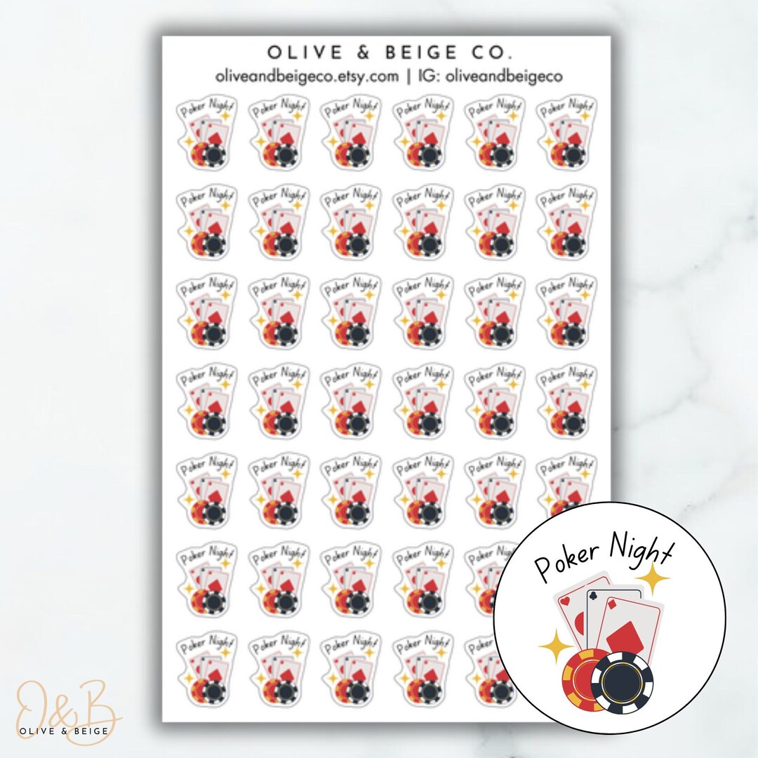 Poker Night Script Icon Stickers | Planner Script Stickers | Functional ...