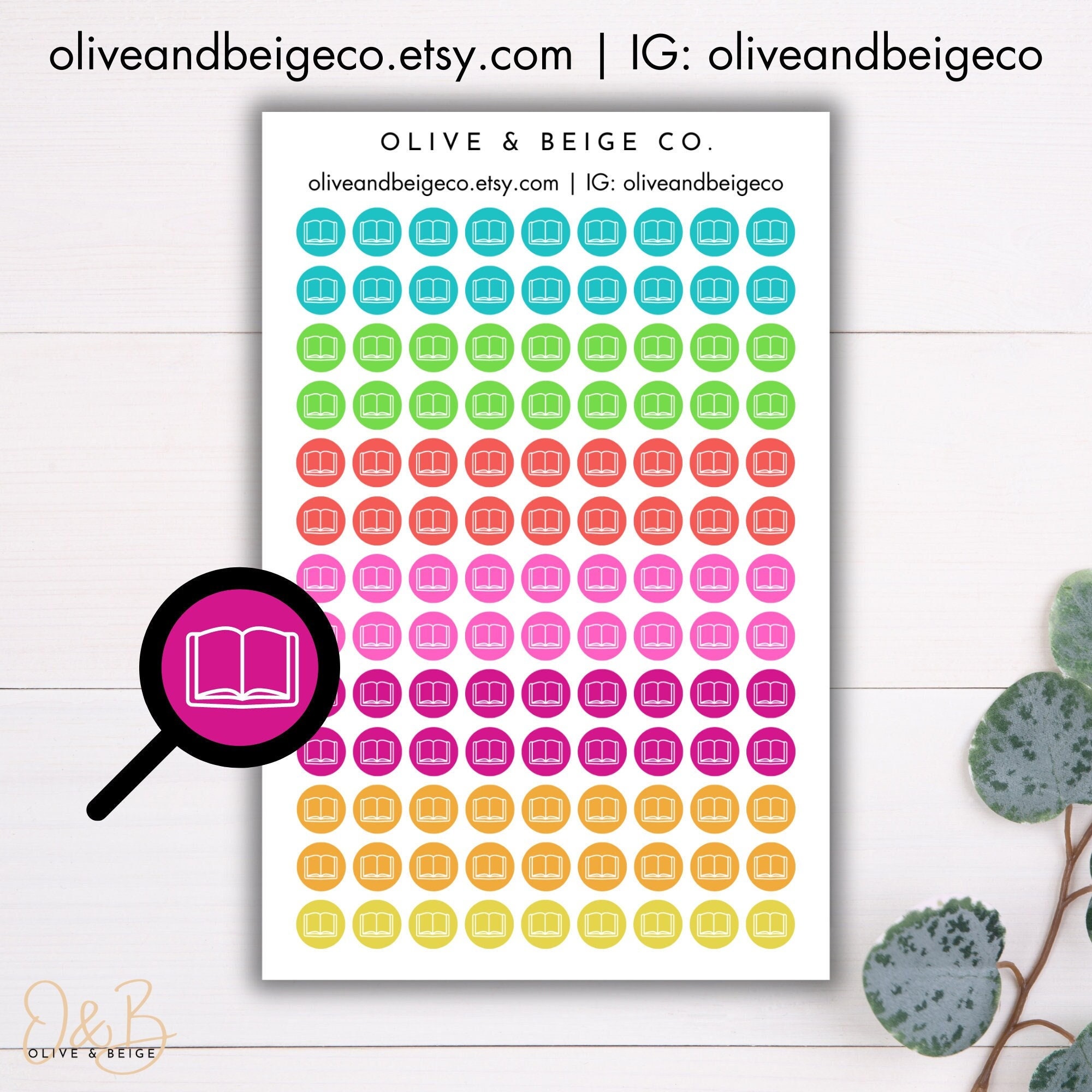 Reading Symbol Stickers Tiny Mini Book Dots Reminder to Study Icon ...