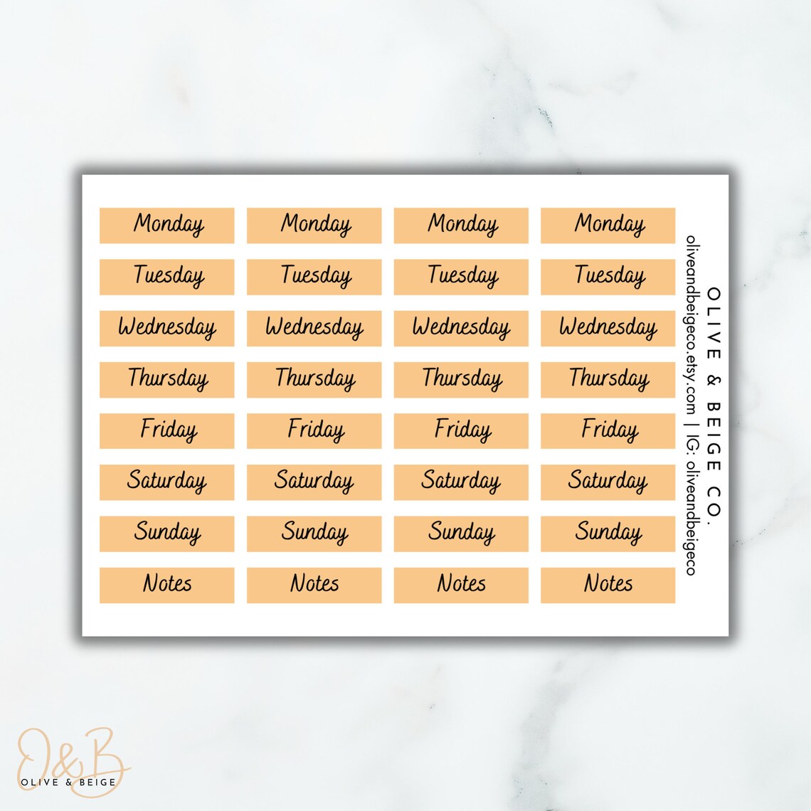 Days of the Week Planner Stickers Calendar Planner Stickers - Etsy