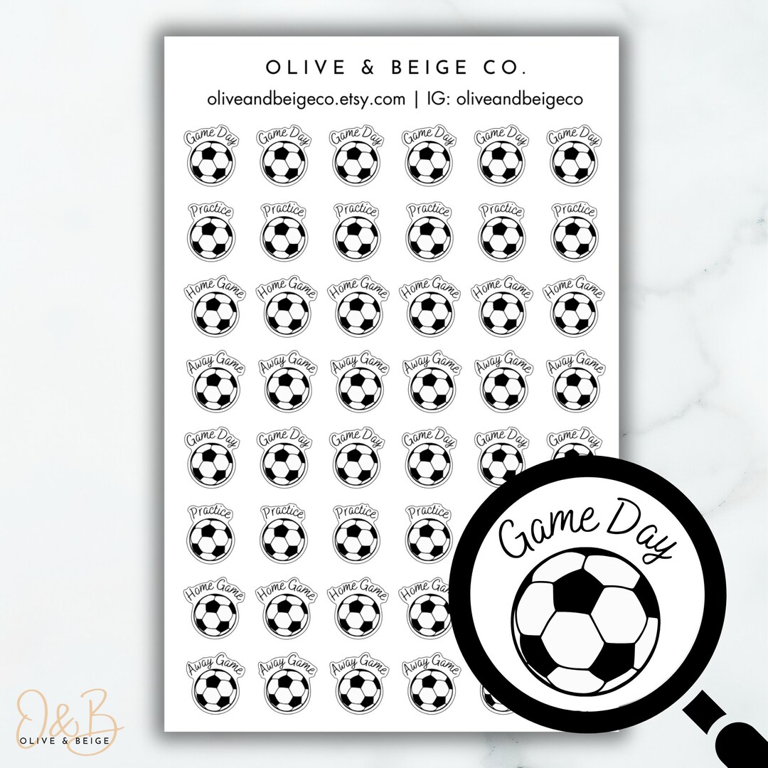 Soccer Ball Icon Sticker Sheet | Planner Script Stickers | Functional ...
