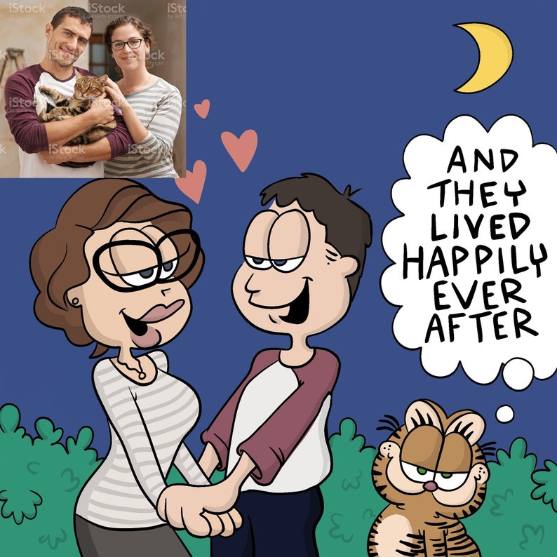 Garfield Style Custom Portrait Valentines Anniversary - Etsy