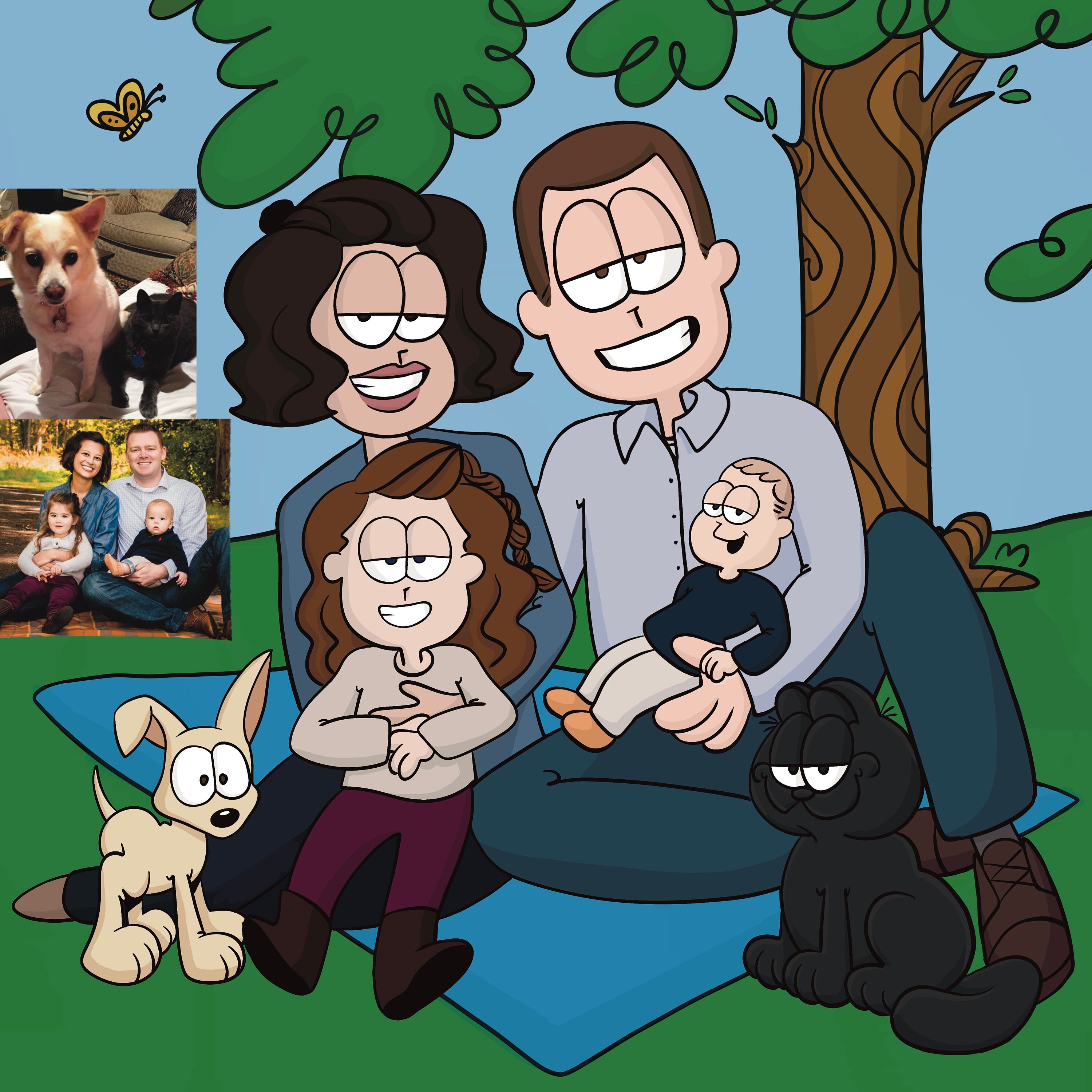 Garfield Style Custom Portrait, Valentines, Anniversary, Birthday Gift ...