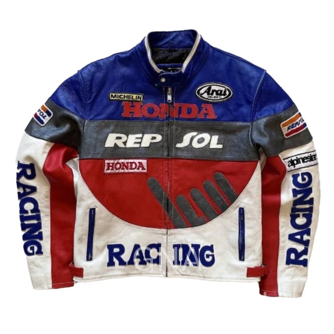 Vintage Honda Jacket Real Leather Jacket Motorcycle Club - Etsy