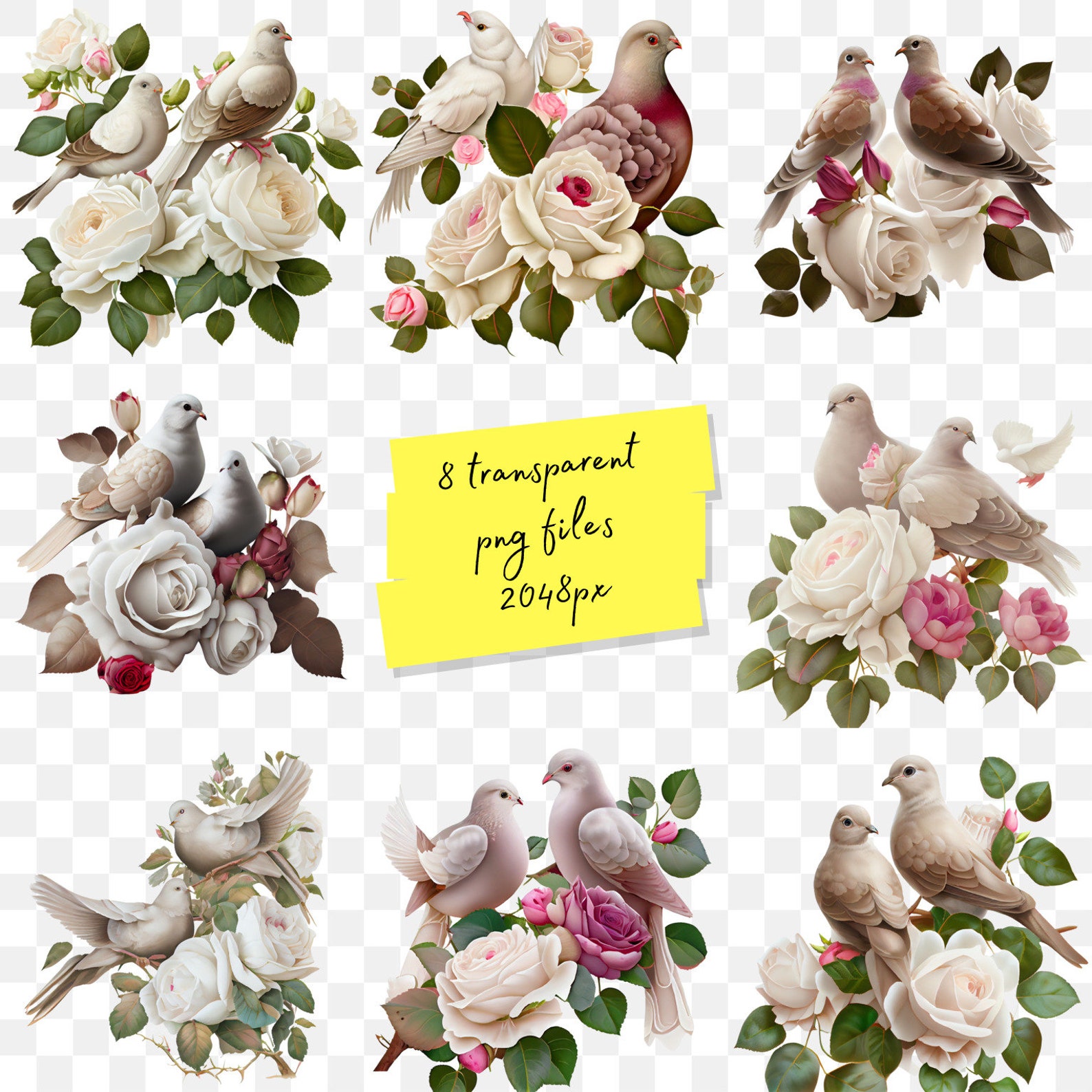 Printable Graphical Elements, Doves, Pigeons, Wedding, Valentines Day ...