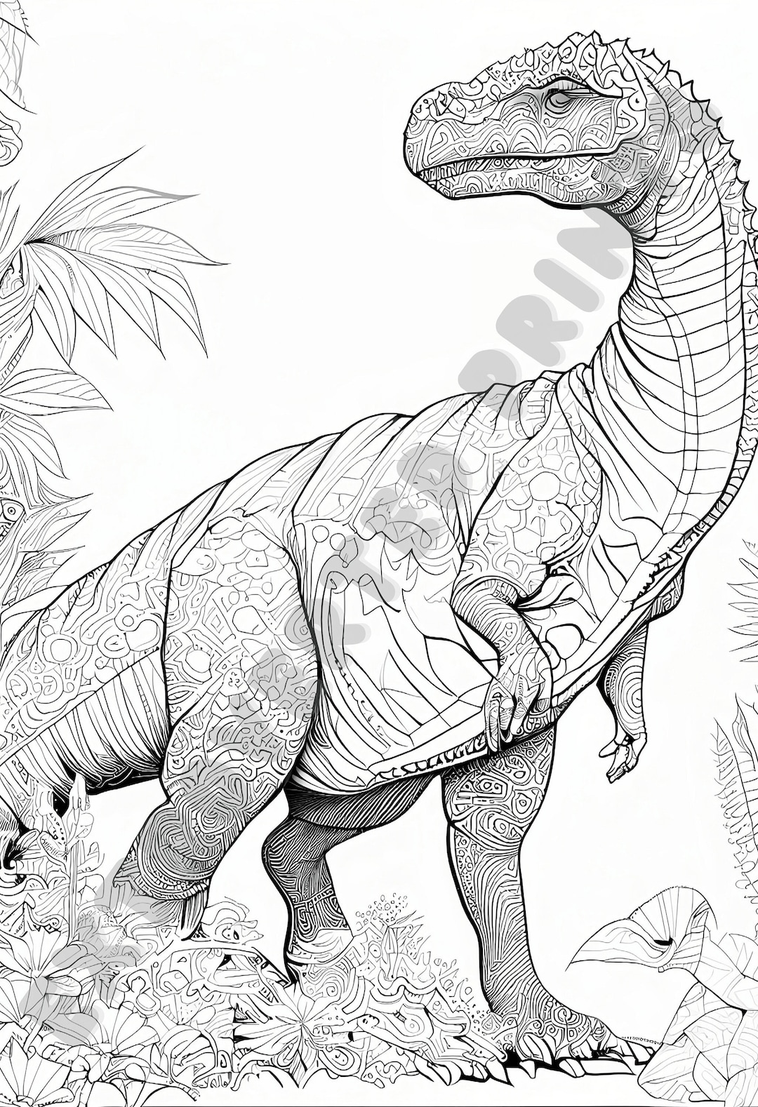 T-rex Dinosaur Coloring Page for Kids and Adults Who Experience ADHD ...