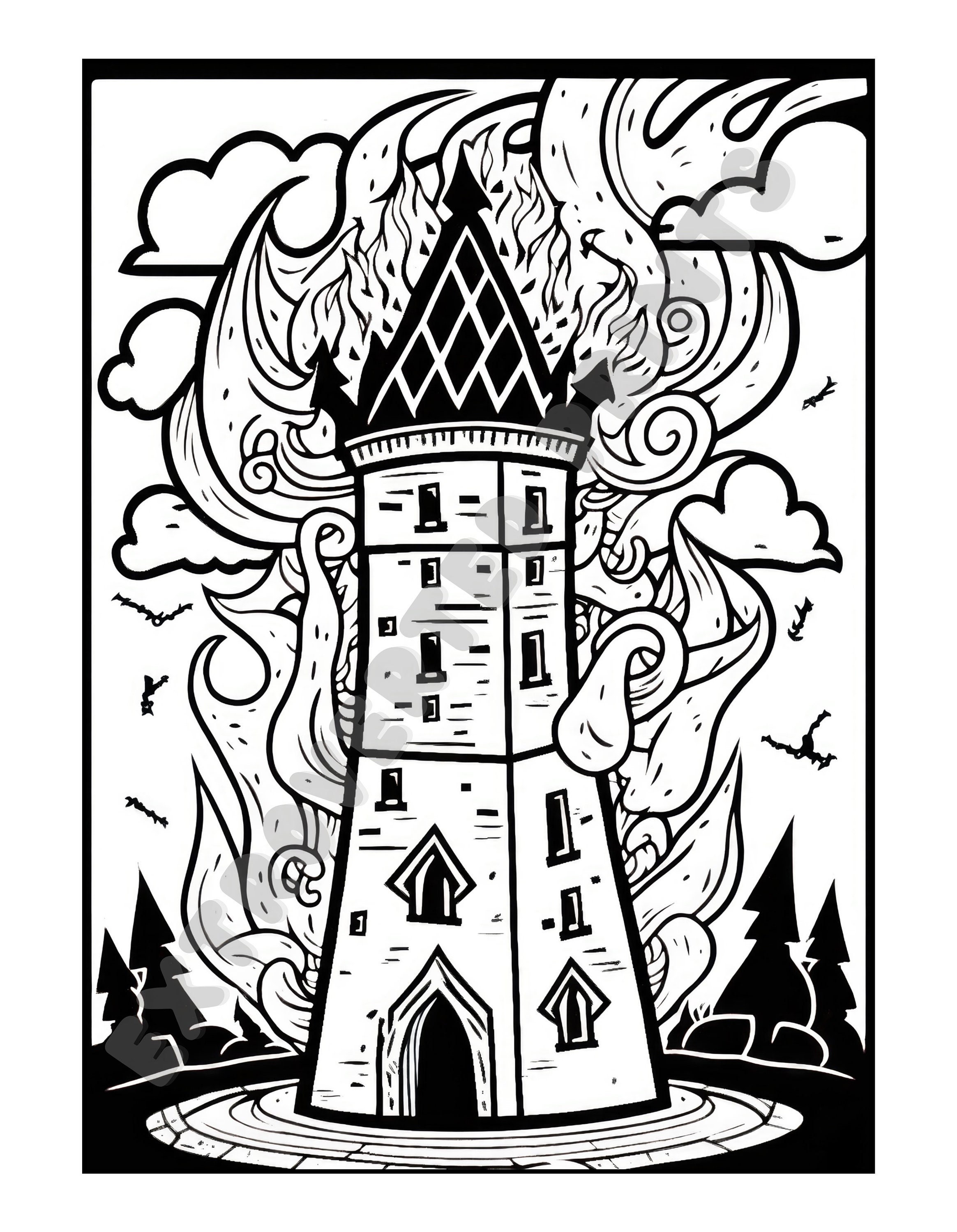 The Tower Tarot Coloring Page for Kids and Adults Who Experience ADHD ...