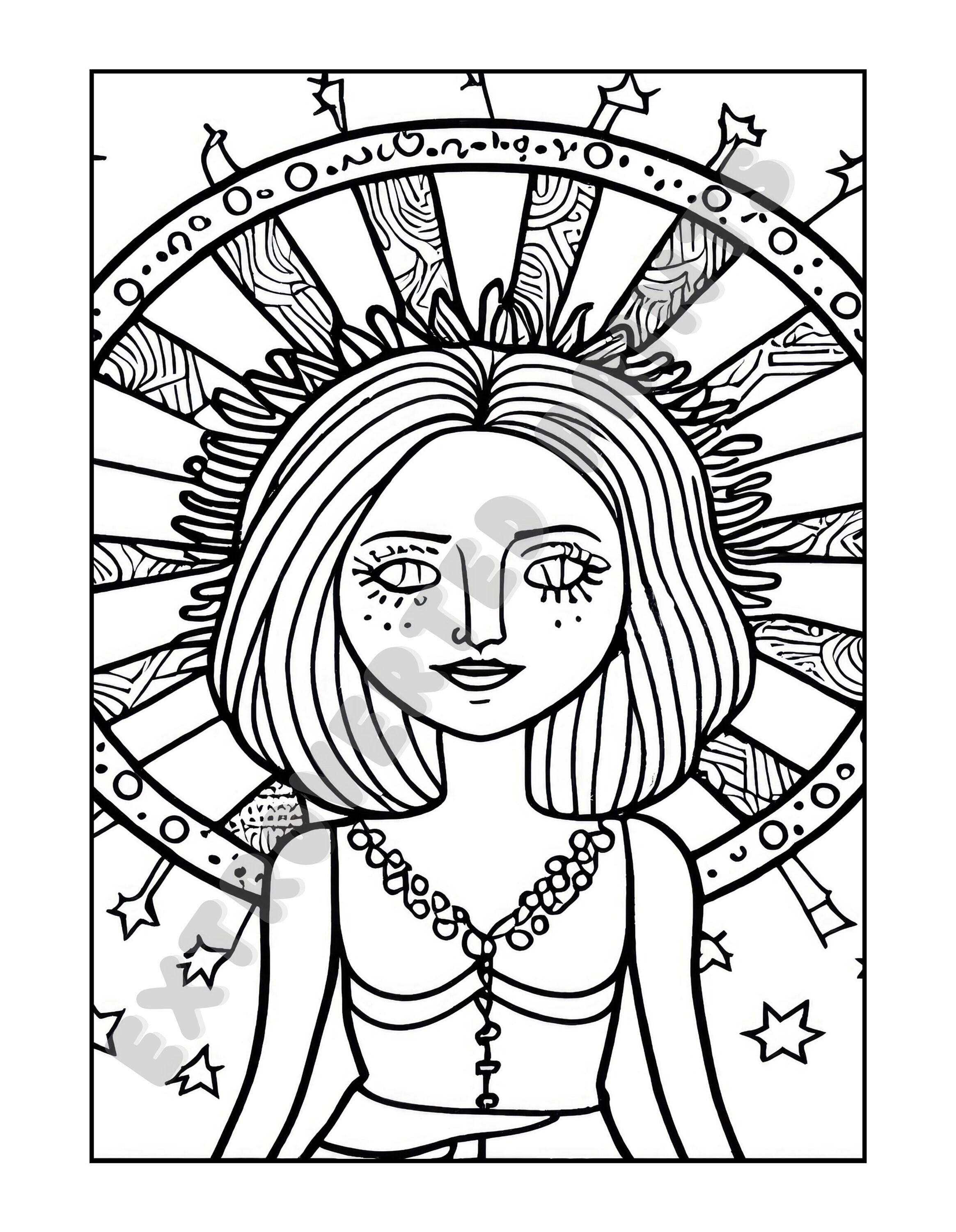 The Wheel of Fortune Tarot Coloring Page for Kids and Adults Who ...