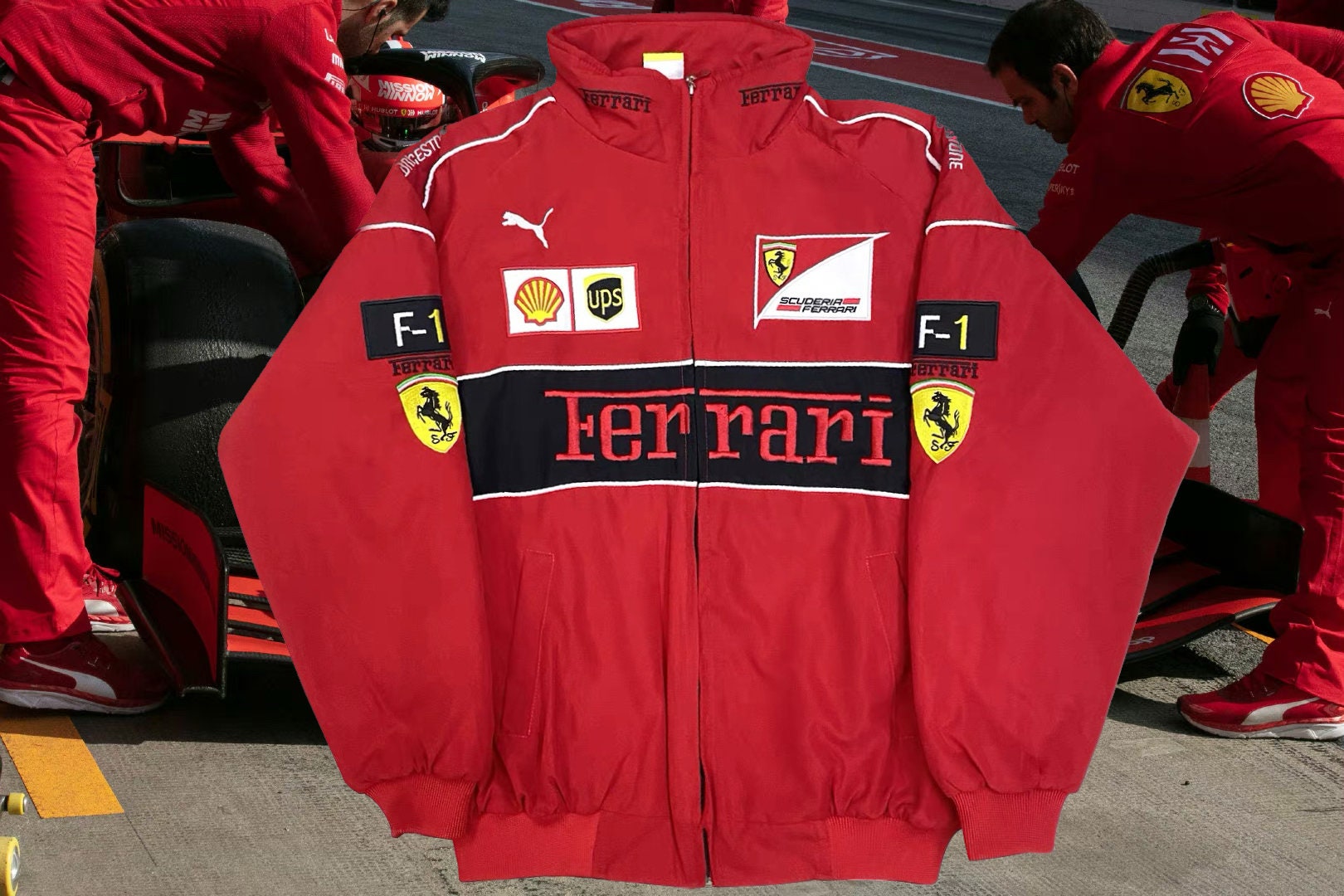 Buy F1 Full Embroidered Ferrari Racing Jacket Retro Jacket Vintage ...
