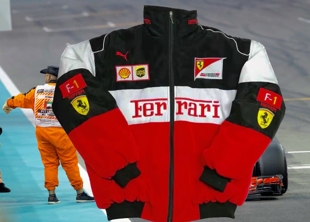 Buy F1 Embroidered Jacket Ferrari Racing Jacket Formula 1 Vintage Unisex-rare Black,y2k 90s ...