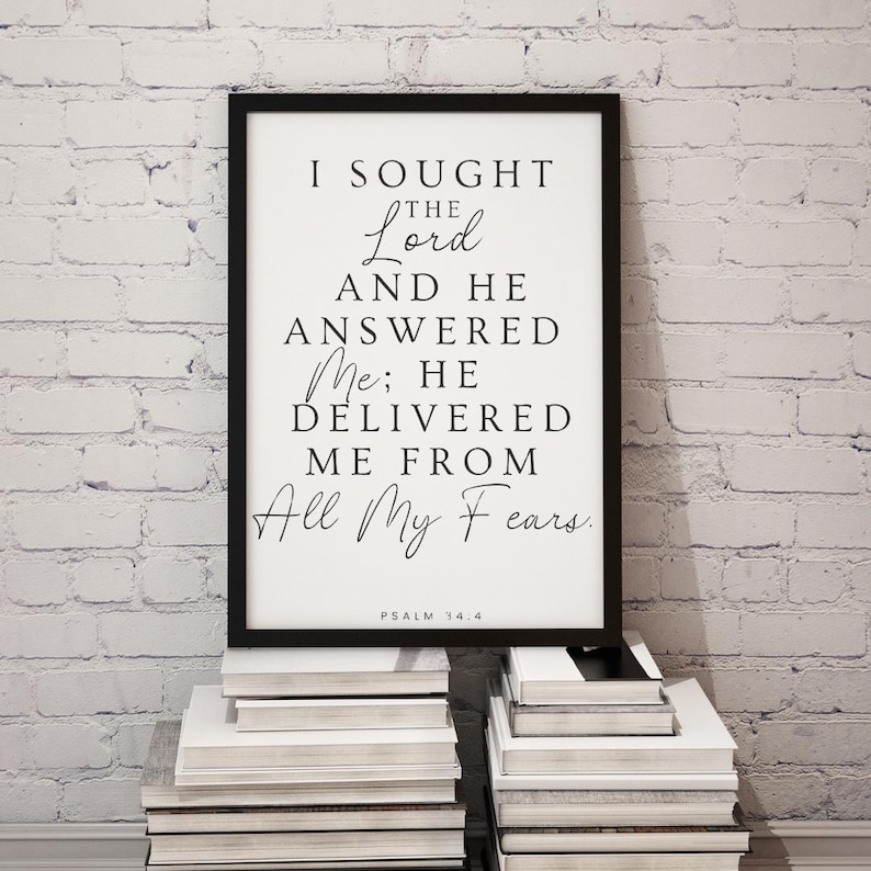 Psalm 34:4 Scripture Digital Print - 'I Sought the Lord and He Answered ...