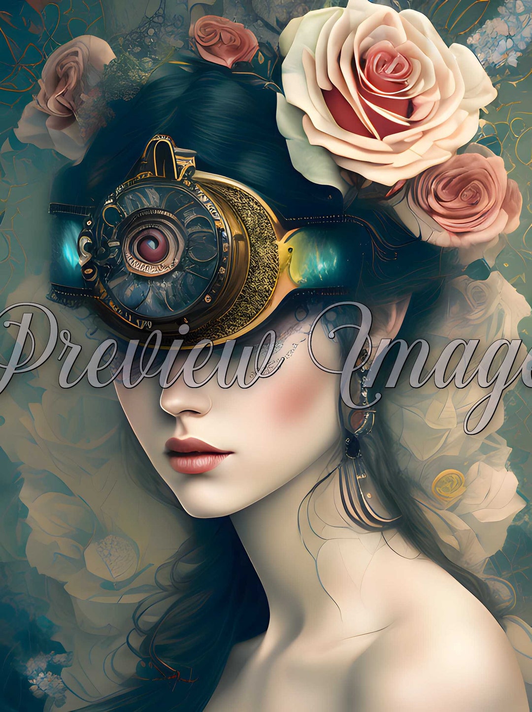 Steampunk Roses Filigree Fashion Digital Download - Etsy