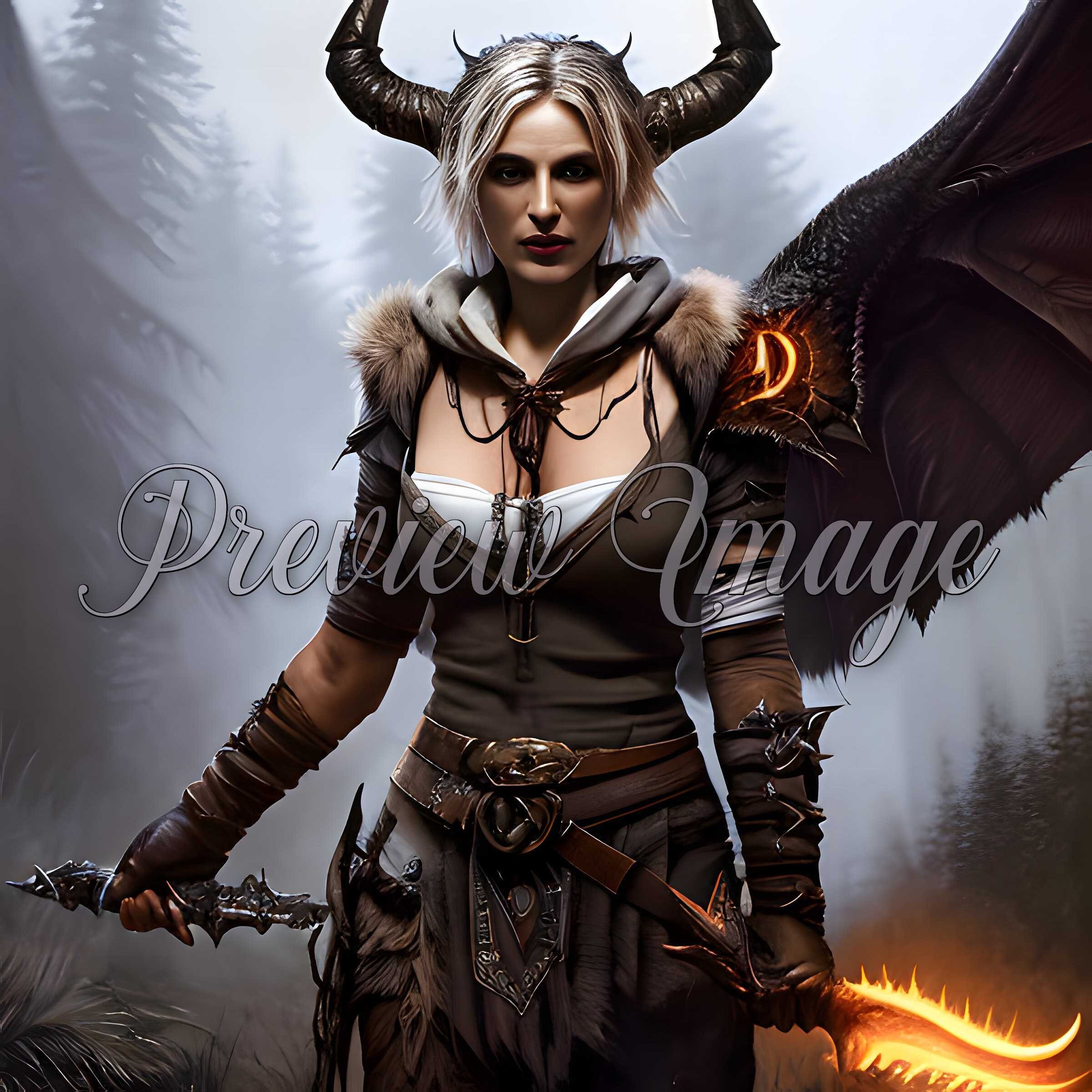 Female Demon Warrior Drawing