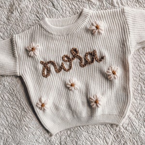 Personalized Hand Embroidered Sweater - Custom Baby Name Sweater ...