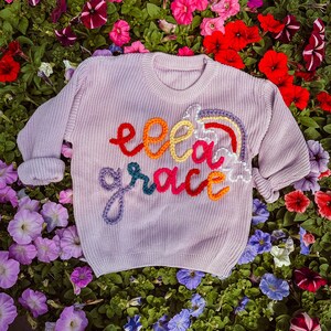 Personalized Hand Embroidered Sweater - Custom Baby Name Sweater ...