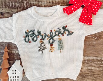 Personalized Hand Embroidered Sweater Custom Baby Name Sweater Stitched ...