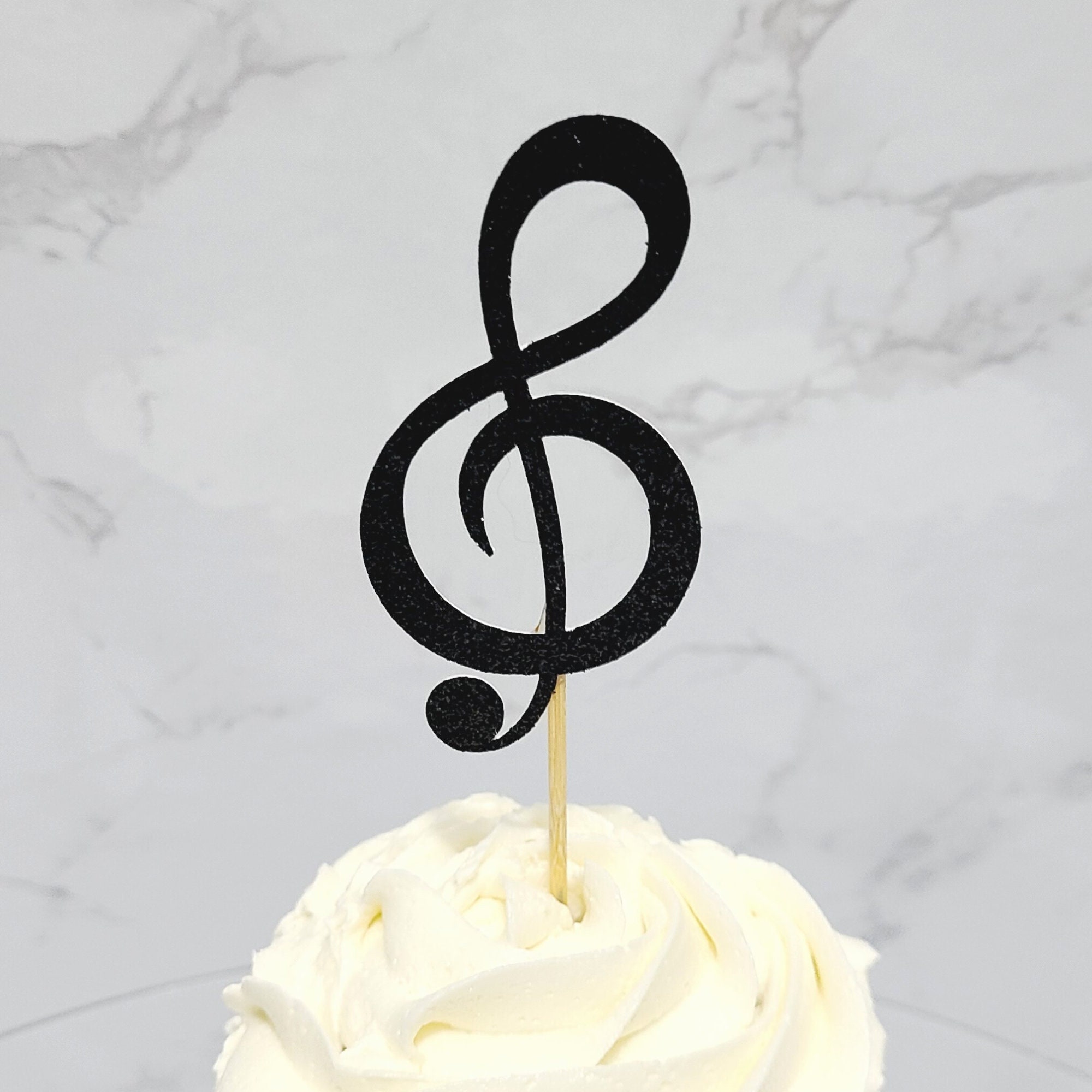 Black Glitter Music Note Cupcake Toppers 12 Pack Music Themed Cupcake ...